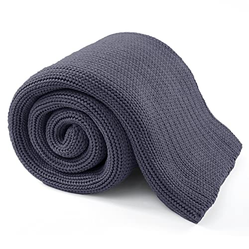 Guohaoi Knitted Weighted Blanket(Dark Grey 50"x60" 7lbs),Home Décor Cooling Throw Blanket for Hot Sleepers,Hand Made Chunky Knit Heavy Blanket Use on Twin Size Bed