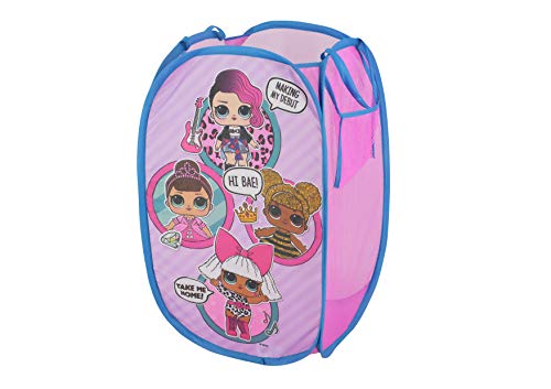 Idea Nuova LOL Surprise Pop Up Hamper, Pink with Durable Carry Handles, 21" H x 13.5" W X 13.5" L
