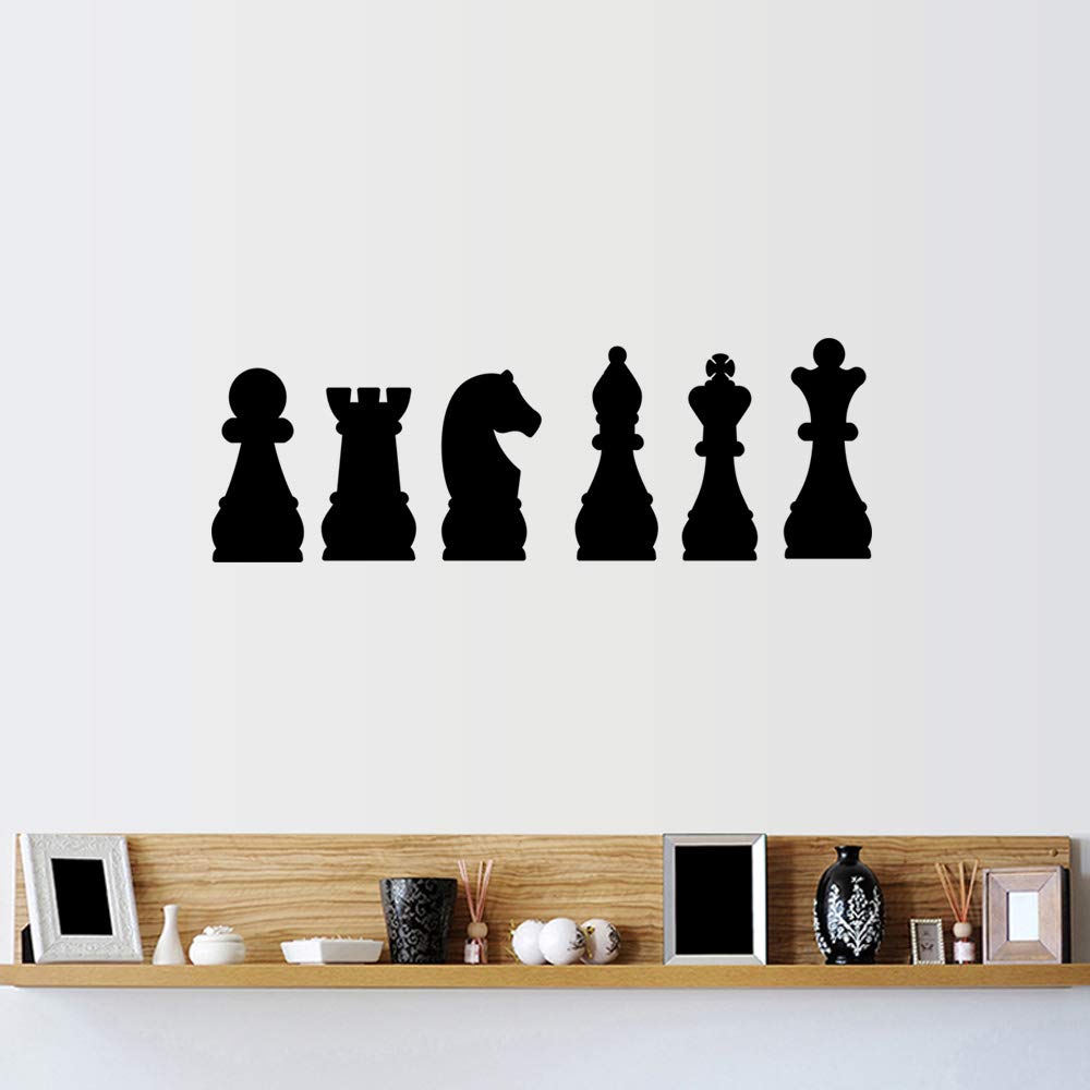 Home Find Chess Wall Decal Chess Player Chessmen Set Wall Vinyl Playroom Decor Chess Board Wall Stickers Chess Club Decor Chess Game Decal Peel and Stick for Homes 22.8 inches x 7.9 inches