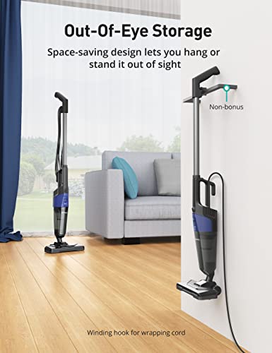 Aspiron Stick Vacuum Cleaner, Small Vacuum Cleaner with 20kPa Powerful Suction & 0.88QT Dust Cup and 32ft Power Cord, 5-in-1 Handheld Lightweight Bagless Vacuum Cleaner Carpet and Floor for Pet