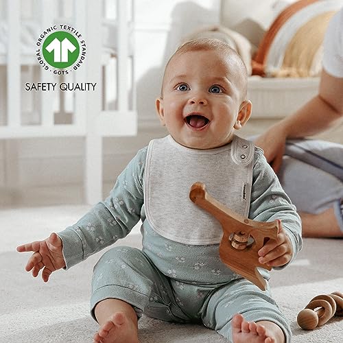 Baby Bibs with Snaps,Organic Cotton Bandana Bibs for Baby Girls, Super Soft Absorbent Snap Bibs for Newborns and Toddlers, Adjustable,Machine Washable
