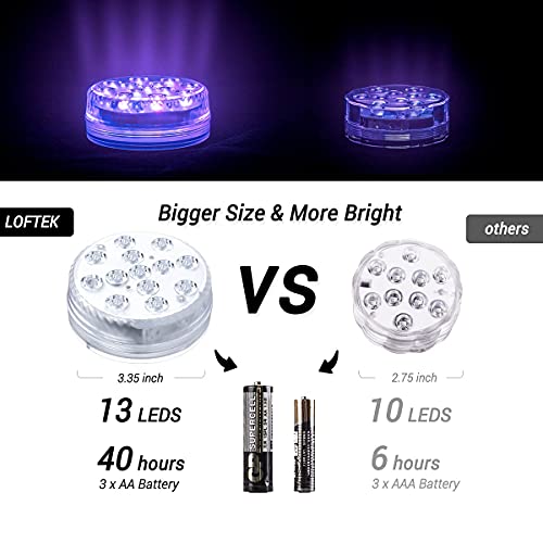 LOFTEK Submersible LED Lights with Remote RF(164ft),Full Waterproof Pool Lights for Inground Pool with Magnets, Suction Cups,3.35β Color Changing Underwater Lights for Ponds Battery Operated (4 Packs)