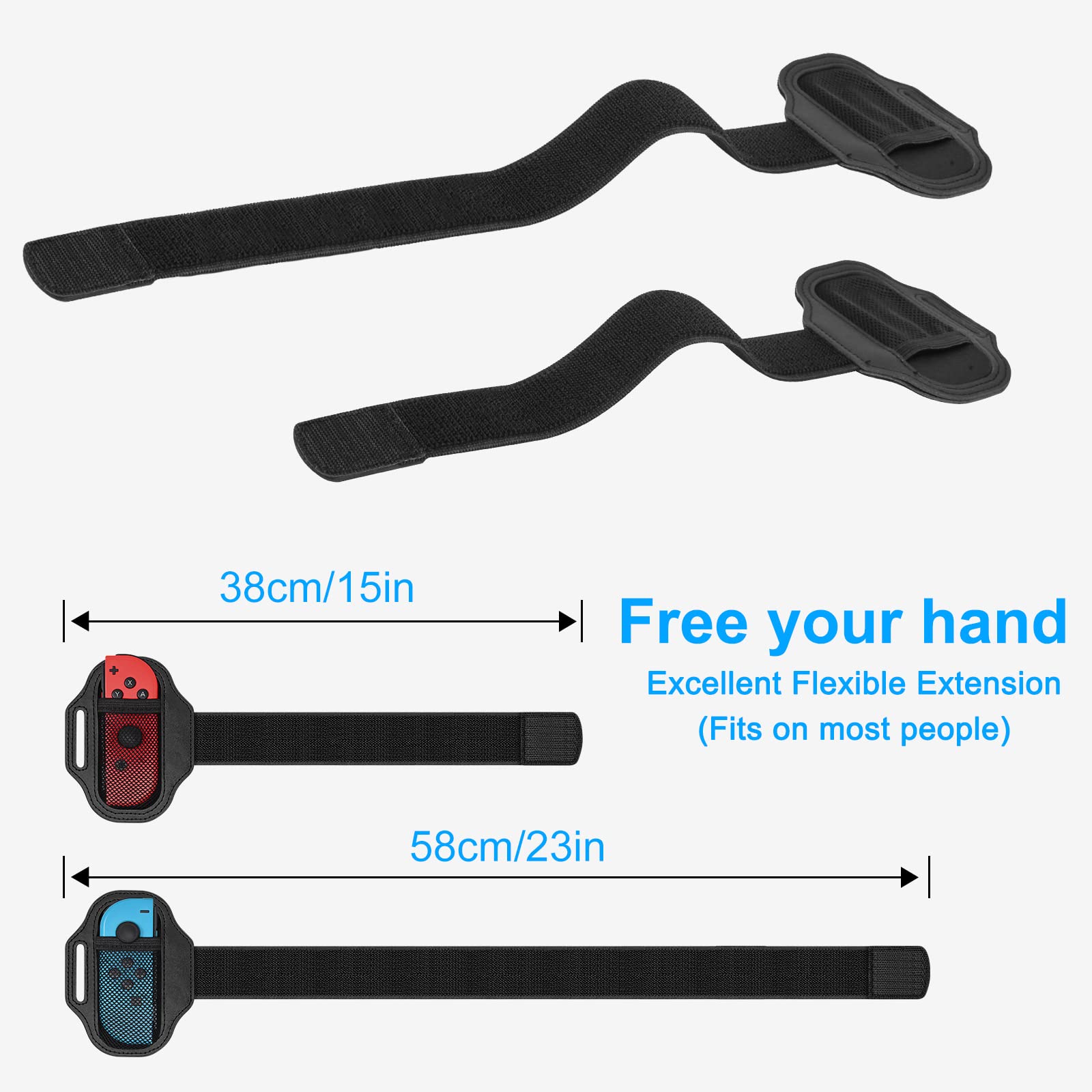 4 Pack Leg Straps for Switch Sports and Switch Ring Fit Adventure, GORIXER Adjustable Elastic Strap with 2 Size for Adults and Kids Compatible with Ring Fit Adventure Switch & Switch Sports