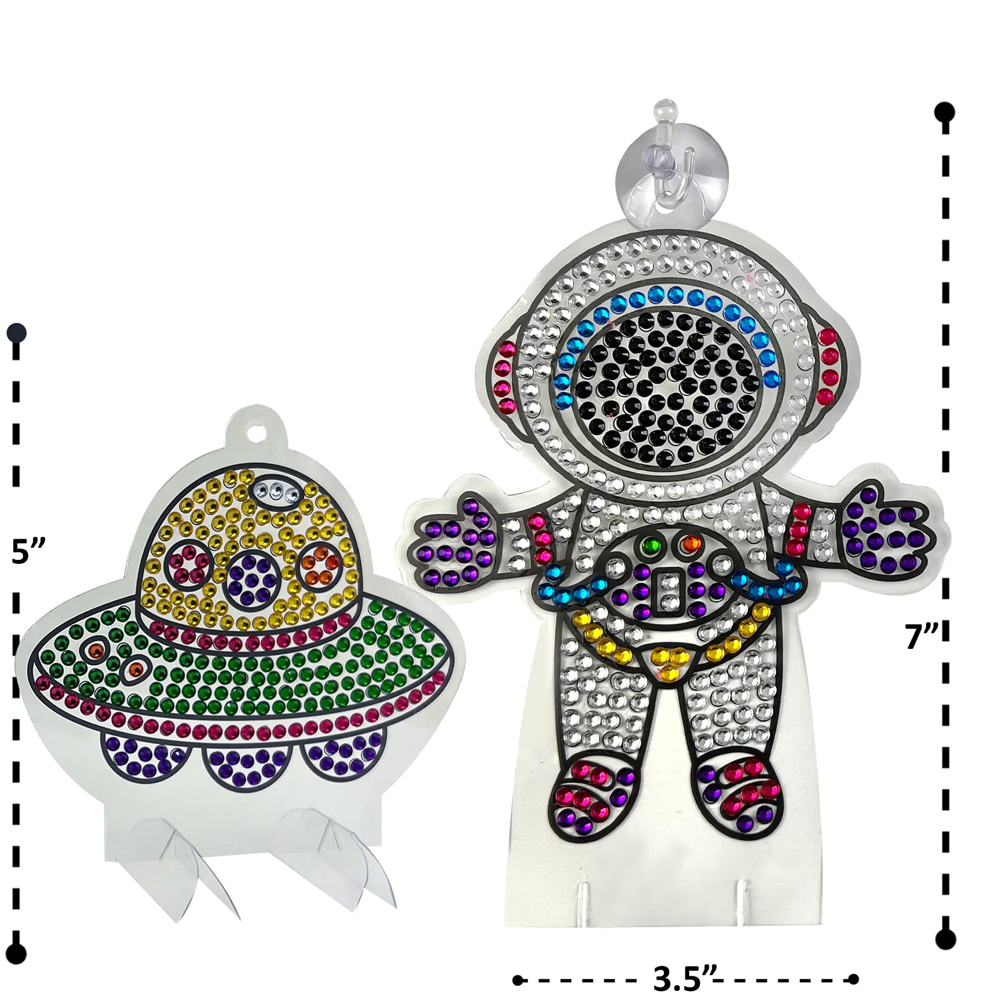 Big Gem Diamond Painting Craft Kit for Kids, Stickers and Suncatchers (Outer Space)