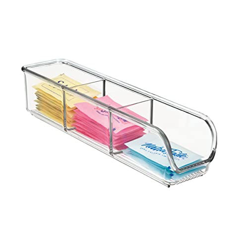 iDesign Plastic Packet Organizer Kitchen Storage Containers for Sugar, Salt, Pepper, Sweeteners, Tea Bags, Spices, The Linus Collection, 1 Count (Pack of 1), Clear