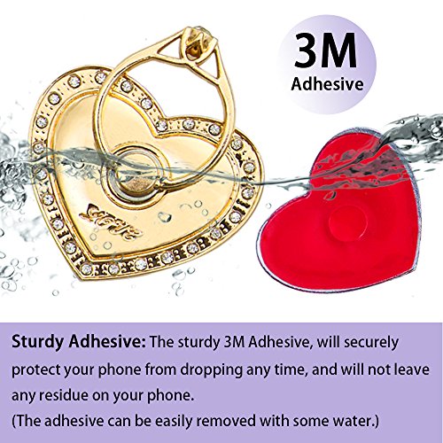 IHUIXINHE Phone Ring Holder, Universal Phone Stand, 4PCS 360° Rotation 3D Aluminium Alloy Ring Grip for iPad, iPhone X iPhone 8, 8Plus, 7, 7Plus, Samsung S9 Note8, Huawei All Cell Phone (Heart)