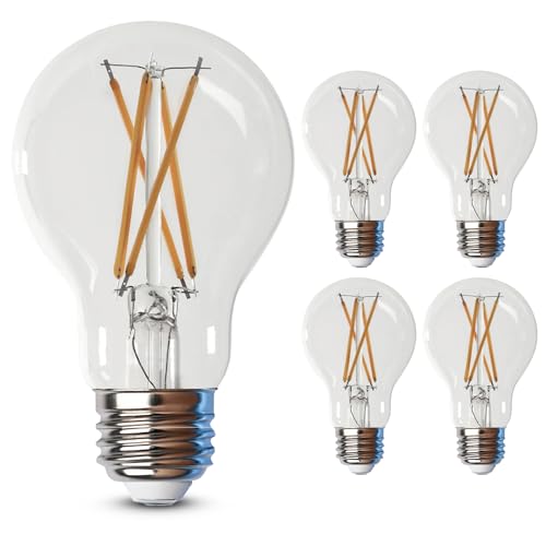 Feit Electric LED Clear A19 Medium Base Light Bulb - 60W Equivalent - 15 Year Life - 810 Lumen - 2700K Soft White - Dimmable | 4-Pack