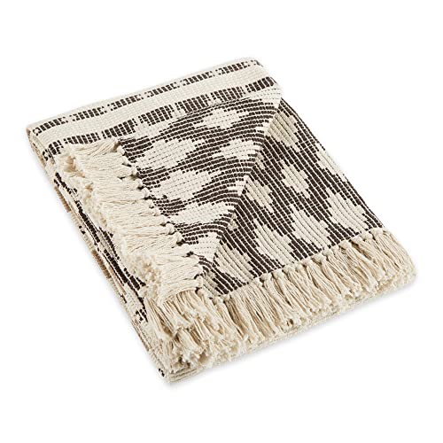 DII California Casual, Colby Southwest Woven Throw, Dark Brown & Stone, 50x60