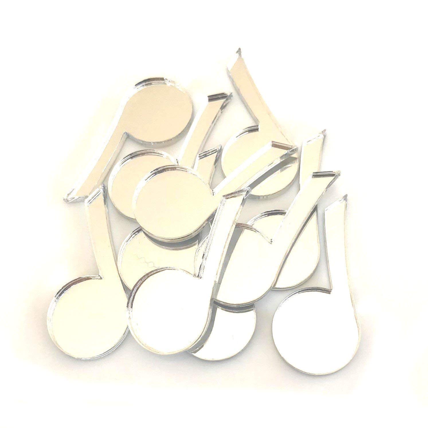 Super Cool Creations Crotchet Musical Note Shaped Crafting Mirrors, Set of 10, Many Colours, Shatterproof Acrylic, Latte, Pack of 10 x 3cm