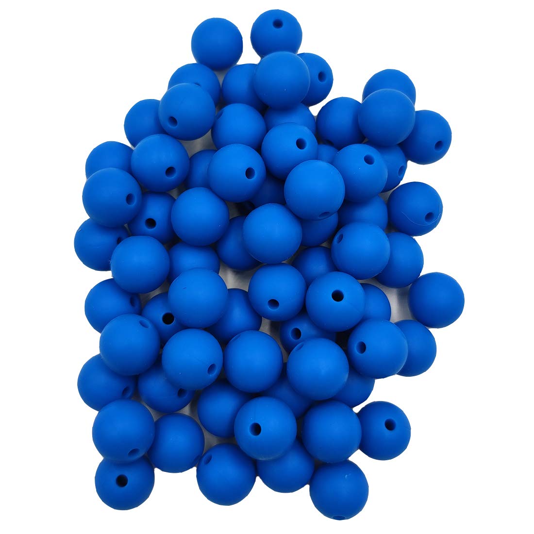 50pcs Deep Sky Blue Color Silicone Round Beads Sensory 15mm Silicone Pearl Bead Bulk Mom Necklace DIY Jewelry Making Decoration