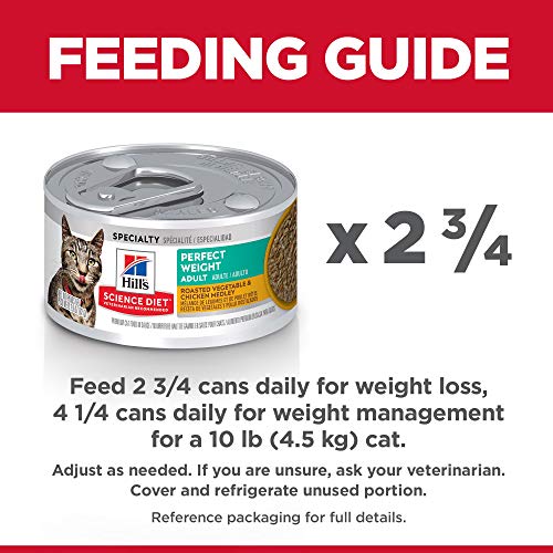 Hill's Science Diet Canned Wet Cat Food, Adult, Perfect Weight for Weight Management, Roasted Vegetable & Chicken Recipe, 2.9 oz Cans, 24 Pack