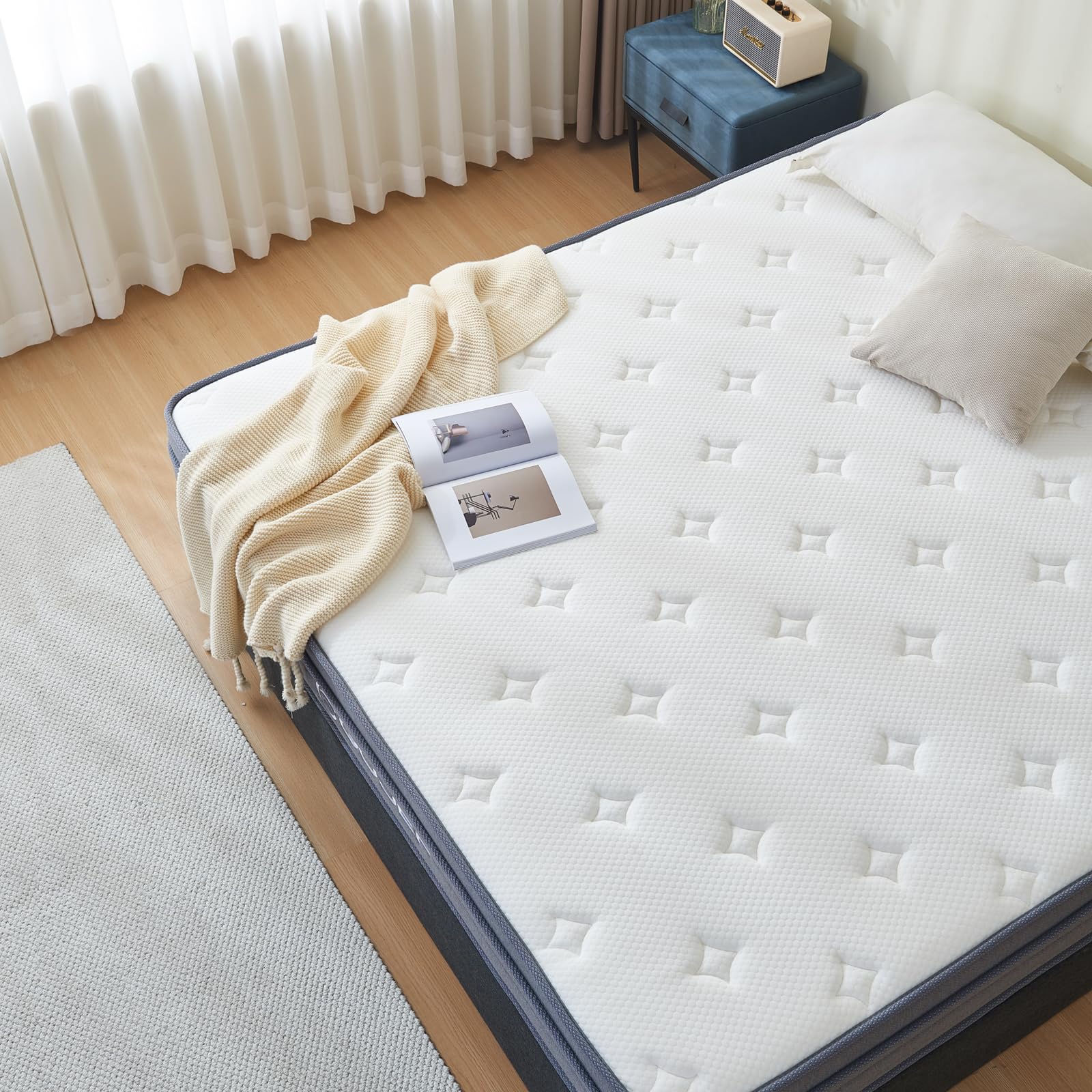 Gojef Twin Mattress, 10 Inch Twin Size Hybrid Mattress in a Box with Independent Spring, Soft and Comfortable, Pressure Relief, CertiPUR-US Certified, Medium