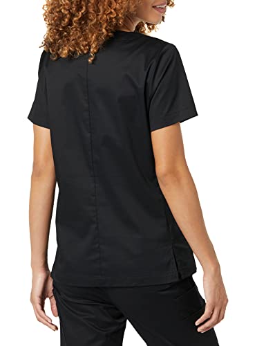 Amazon Essentials Women's Classic Fit Split Neck Crew Scrub Top (Available in Plus Size), Black, Large