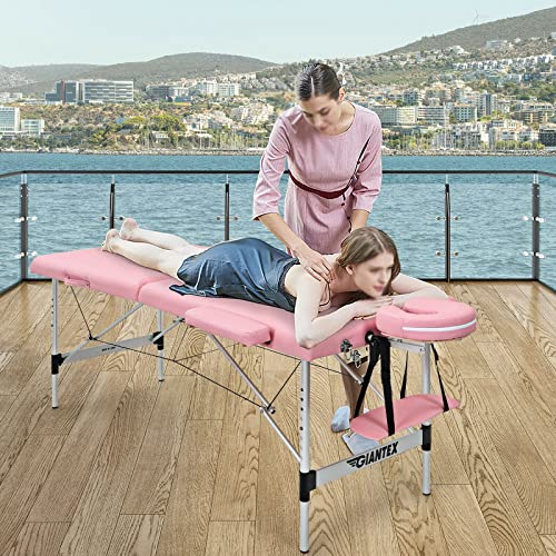 84" L Portable Massage Table Adjustable Salon Spa Bed W/Carry Case Pink Cradle