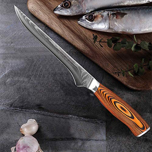 XT XITUO 6- inch Boning Knife with Fillet-Flexible Curved-Blade, Japanese VG10 Damascus Steel Perfect Fish Fillet knife, Razor Sharp Edge, Corrosion Resistant