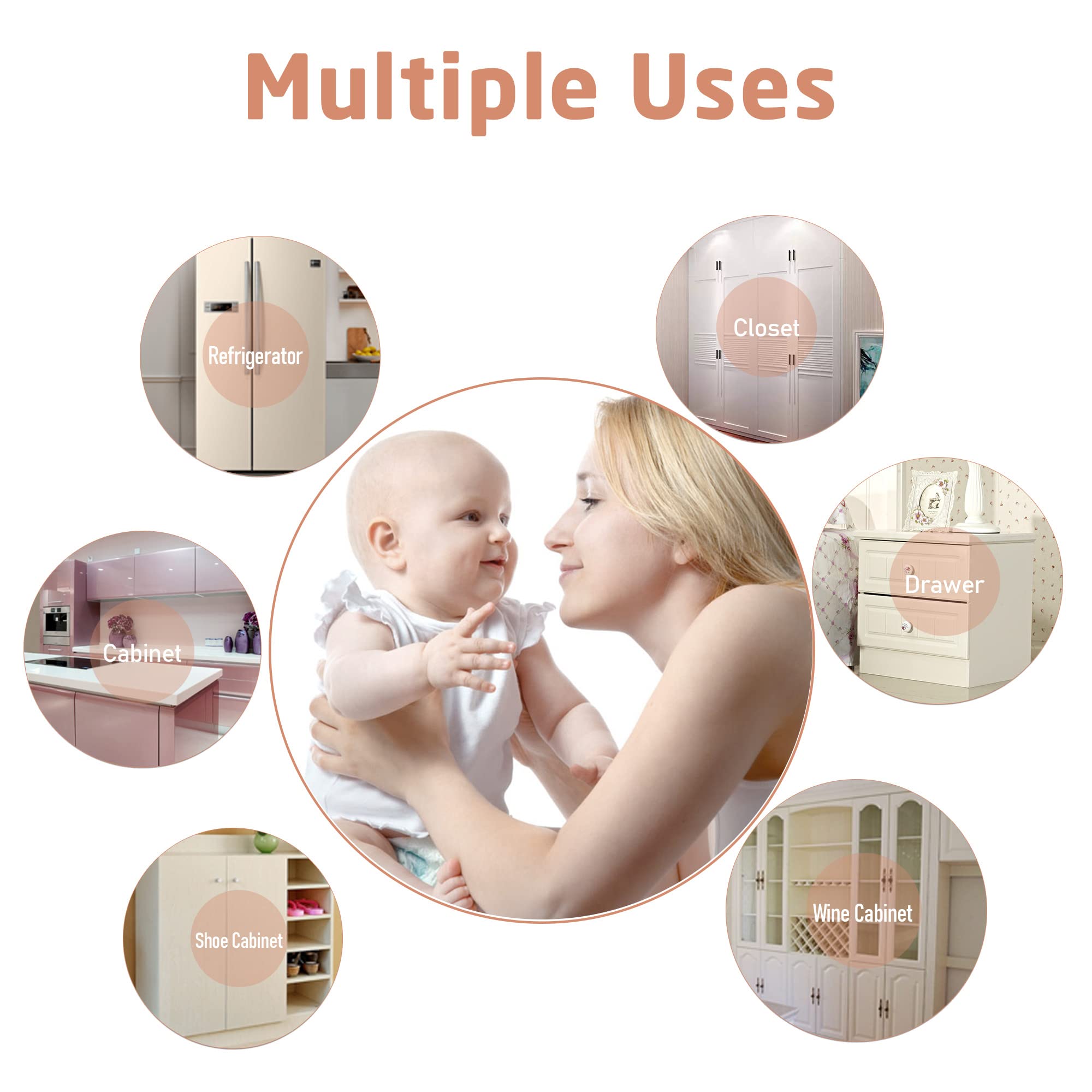 4 Pack Child Safety Cabinet Locks,Baby Proofing Latches Locks with Strong Adhesive Tape,No Screws or Drill