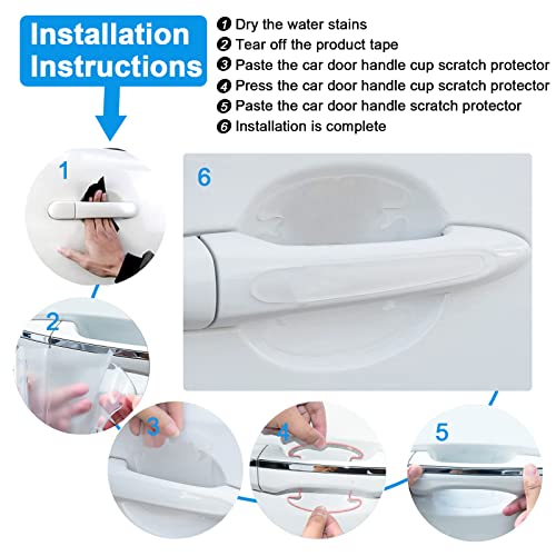 AOOF Car Door Handle Scratch Protector 8PCS White Car Accessories Carbon Fiber Door Handle Protector Stickers Car