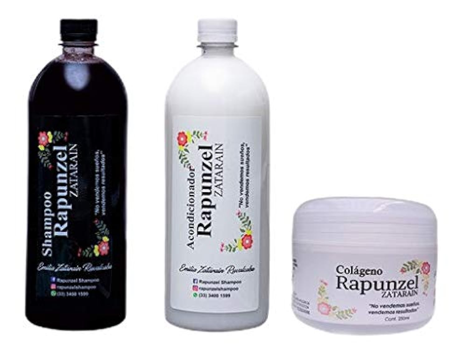 Super Rapunzel Sahmpoo/Conditioner/Colageno 3 in 1 Bundle. Effective Against Alopecia and Early Baldness, Eliminates Frizz, Dandruff, Ceborrhea. 100% Authentic Dist By Alebrije Imports Inc.