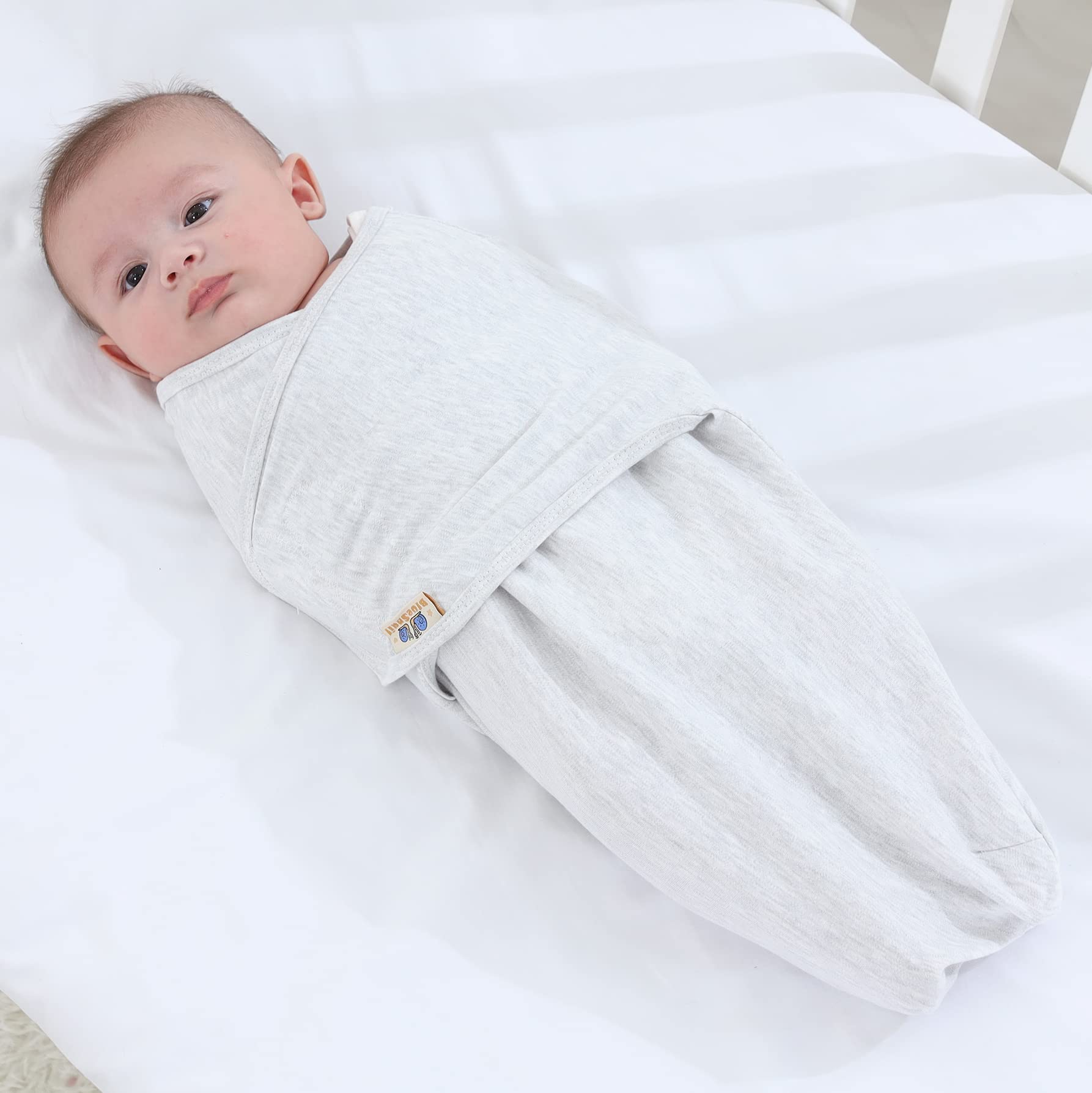 Adjustable Baby Cotton Swaddle, Ultra Soft Newborn Cozy Receiving Blanket by BlueSnaill (3 Pack,0-3 Month)(Gray)