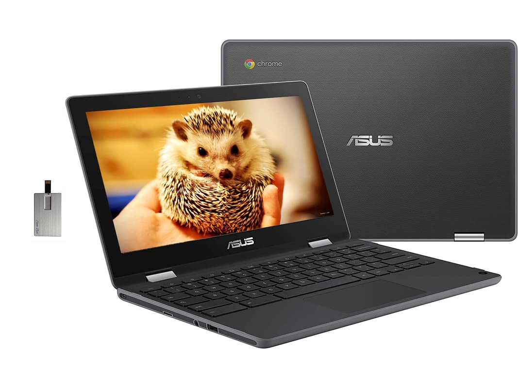 ASUS 2022 Chromebook Flip 2-in-1 360° 11.6" HD Laptop, Intel Celeron N4000 Processor, 4GB RAM, 32GB eMMC Flash Memory, Intel HD Graphics 600, HD Webcam, Chrome OS, Black, 32GB SnowBell USB Card