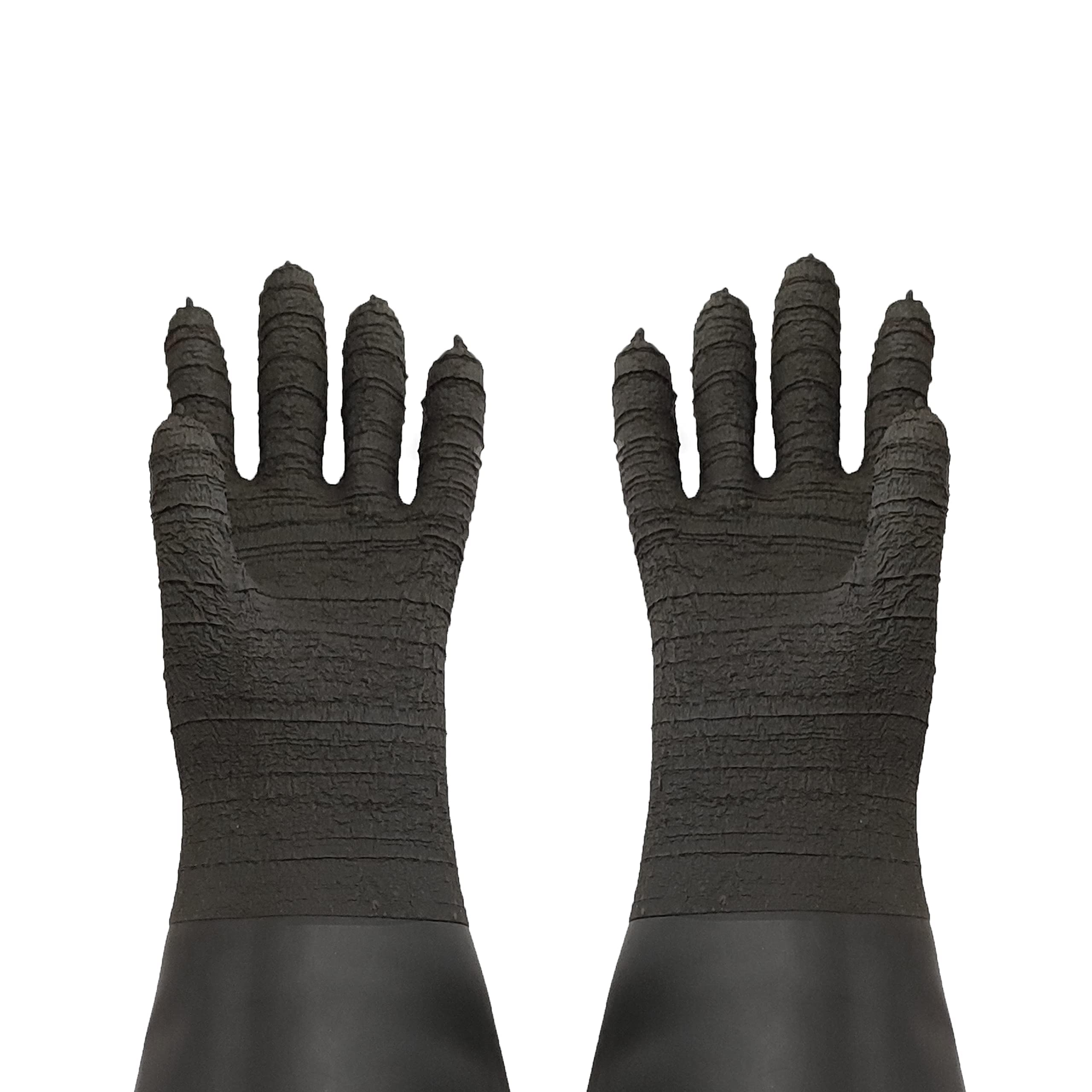 HOLDWIN Heavy Duty Sandblasting Gloves 24.8" Rubber Gloves for Sandblaster Protective Safety Work Black Striped Gloves