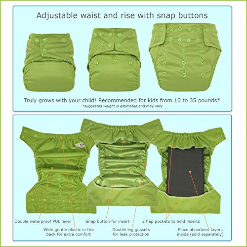 Reusable Waterproof Diaper Cover Shell: for Baby Prefold Cloth Diapers, Flats, Fitted or Inserts (Sky Adventure)