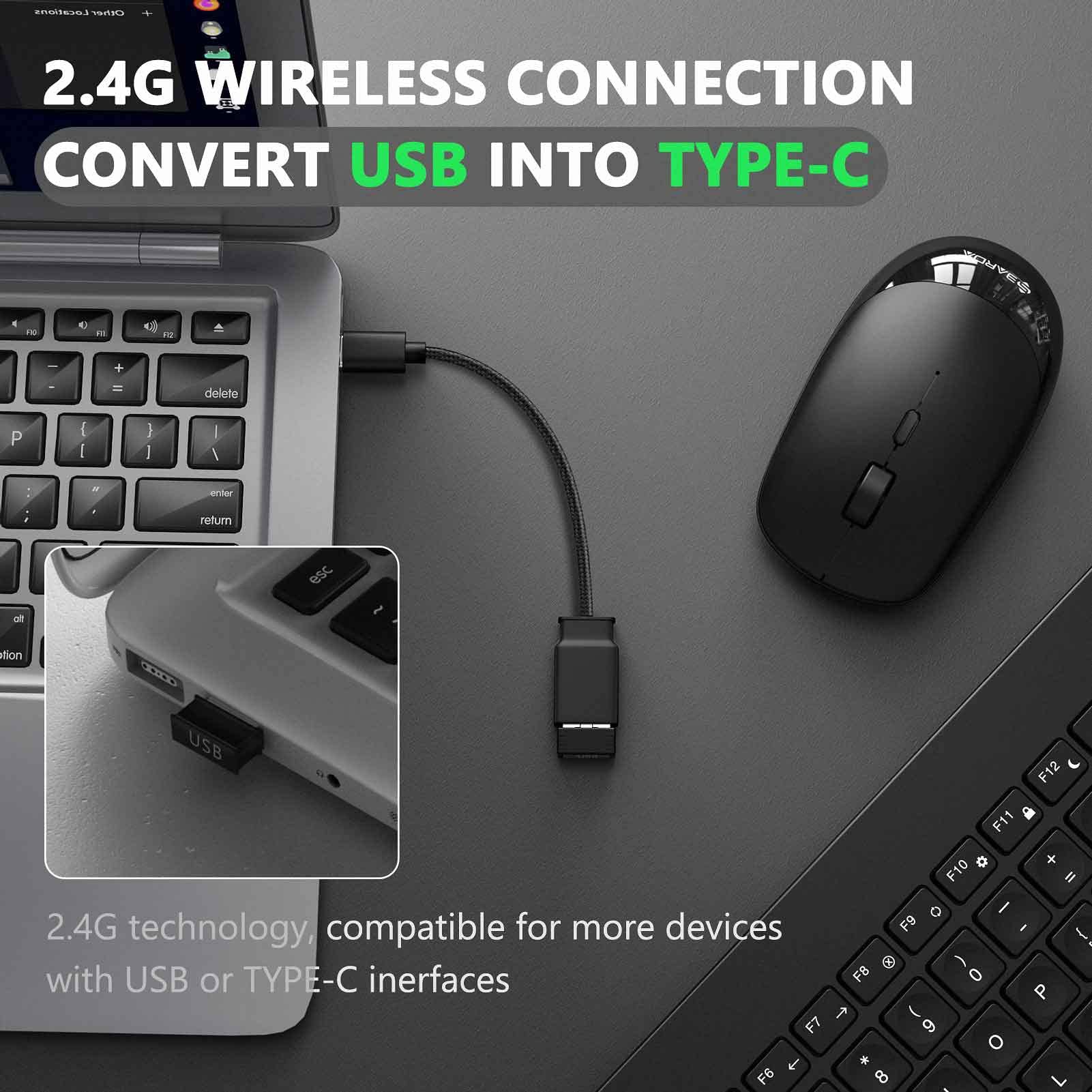 Wireless Keyboard and Mouse Combo, SBARDA Full Size Compact Silent 2.4 GHz Wireless Keyboard and Mouse with 13 Multimedia and Shortcut Keys for Desktops/Laptops/Mac, Black