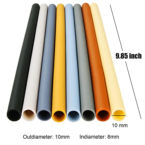 ALINK 8-Pack Reusable Silicone Straws - Long Flexible Rubber Silicone Drinking Straws for RTIC/Yeti 30 oz Tumblers, Jars, with 2 Cleaning Brush