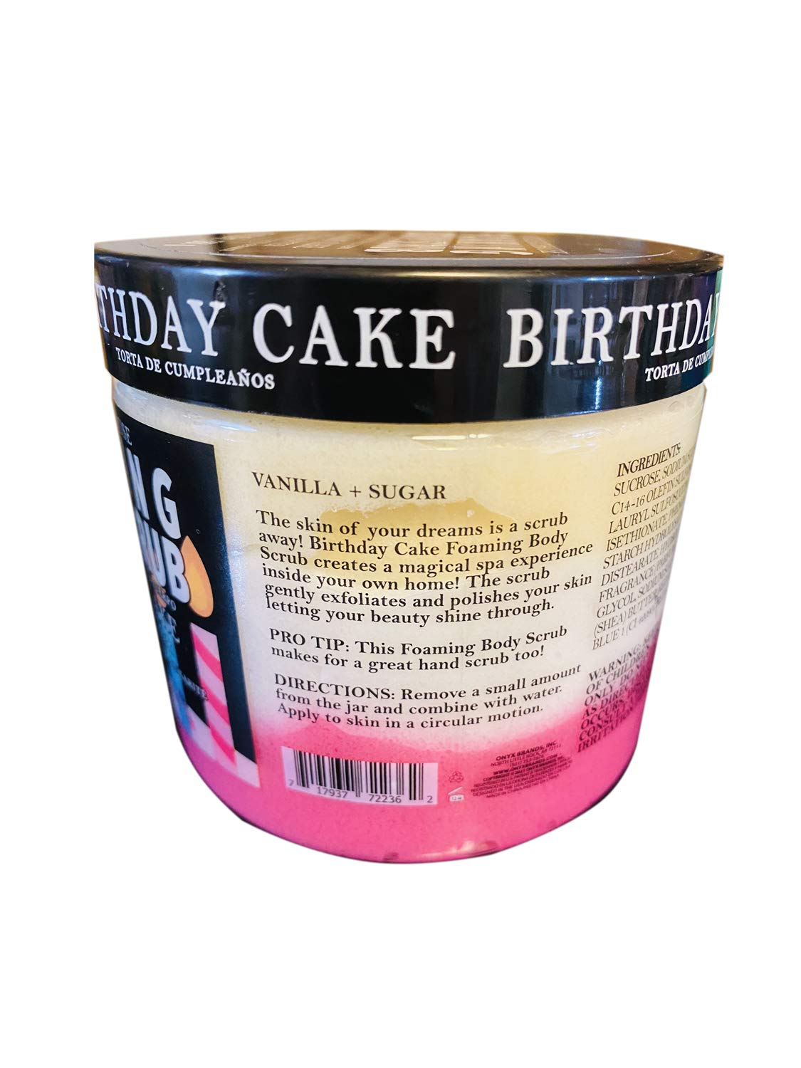 Onyx Bath House Birthday Cake Foaming Bath Scrub 20 Oz! Infused With Shea Butter! Body Scrub Gently Exfoliates And Hydrate Skin! (Birthday Cake)