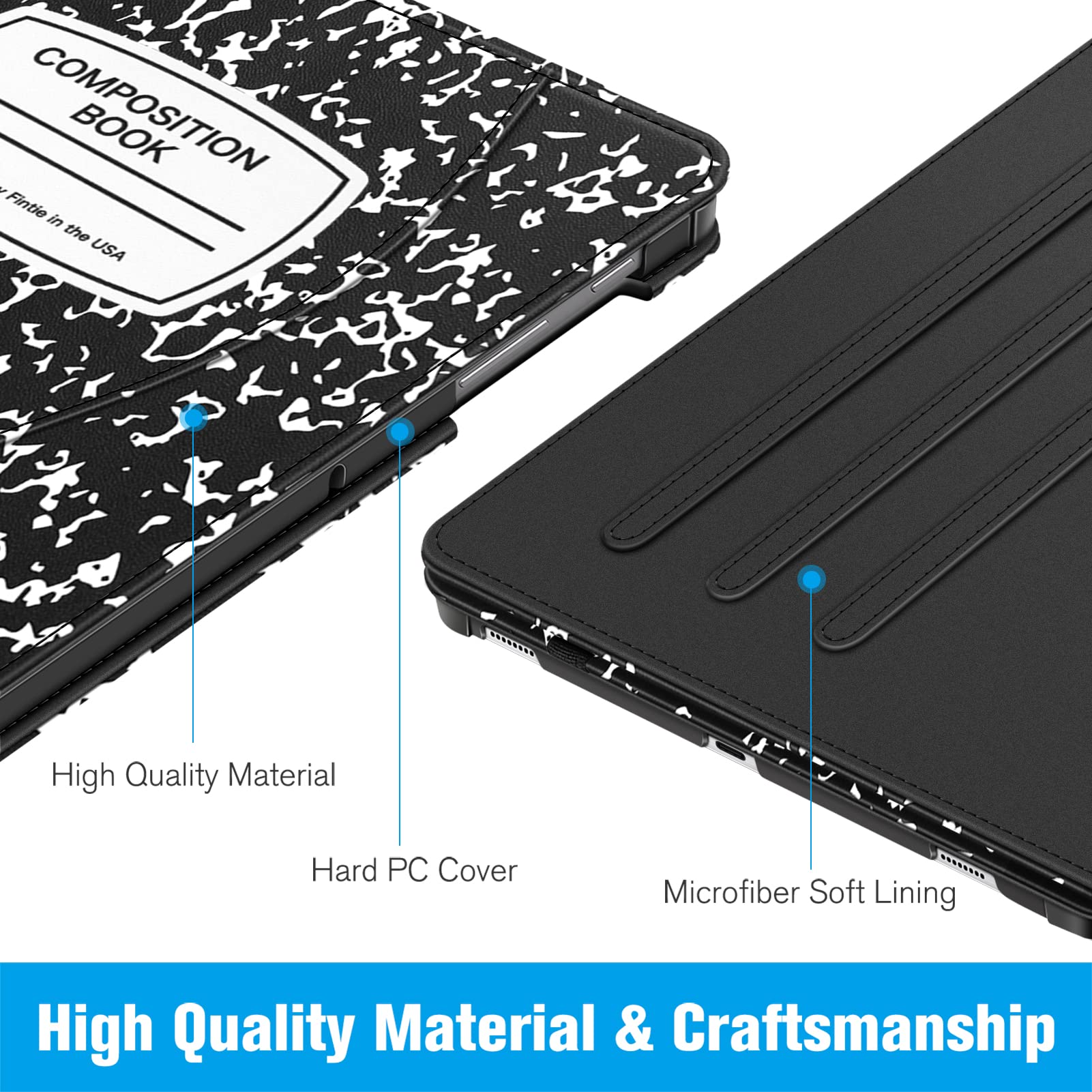 Fintie Case for Samsung Galaxy Tab S8 Plus 2022/S7 FE 2021/S7 Plus 2020 12.4 Inch with S Pen Holder, Multi-Angle Viewing Cover with Pocket Auto Wake/Sleep, Composition Book