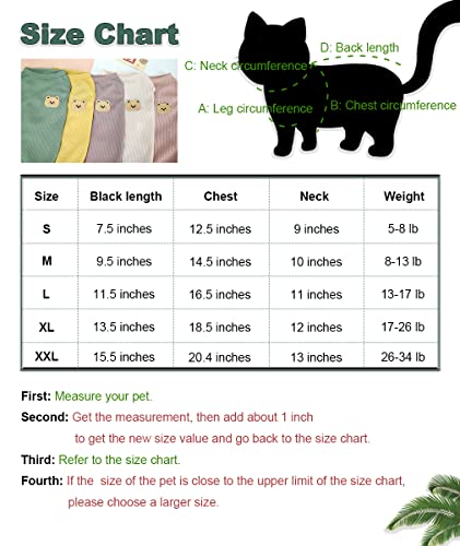 Cat Clothes, KISOLD Pet Cat Clothes Chic Bear Casual T-Shirt Apparel for Cat Kitten Puppy for Spring and Summer, Green, M