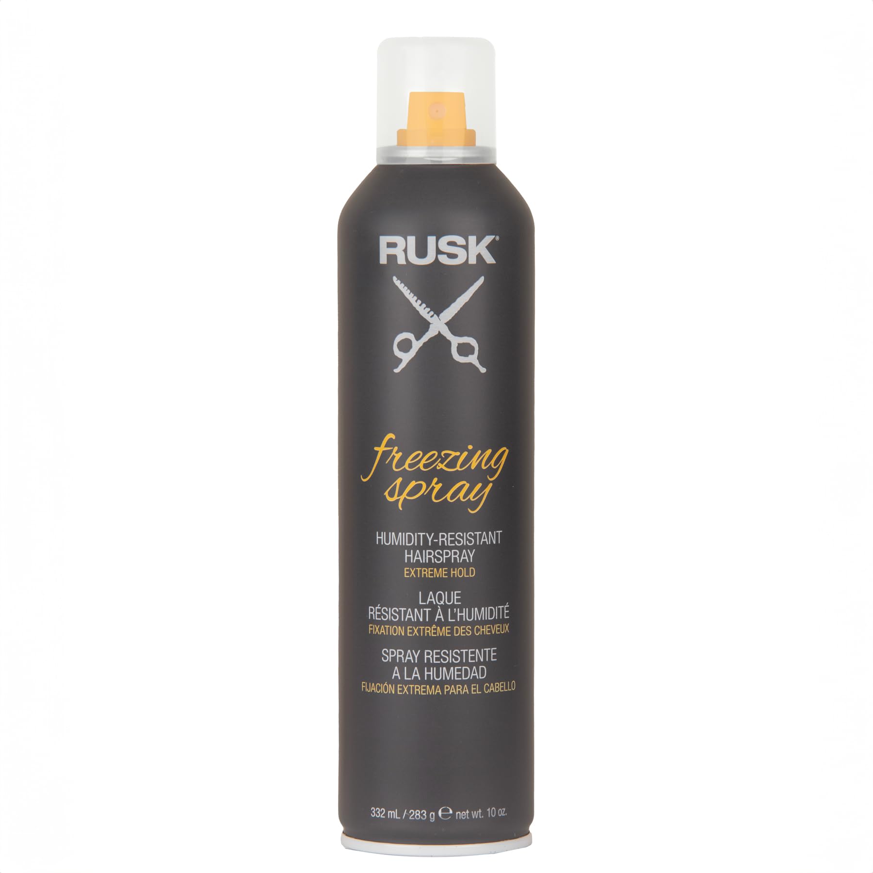 RUSK Freezing Spray, Humidity Resistant Quick-Drying Hairspray for Strong Powerful Shape, Enhanced Definition, and Luxurious Shine, 10 oz.