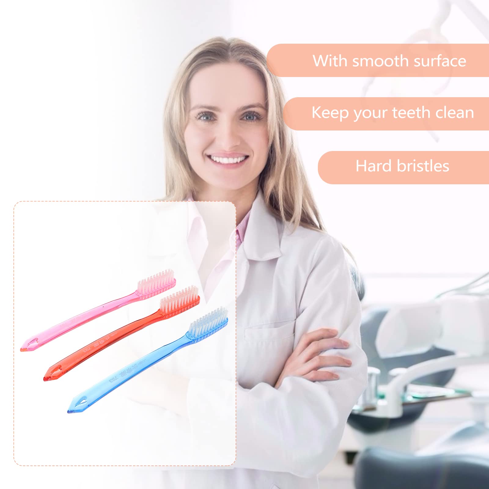 SUPVOX 6pcs Premium Manual Hard Bristles Toothbrush for Adult Teeth Stain Cleaning (Random)