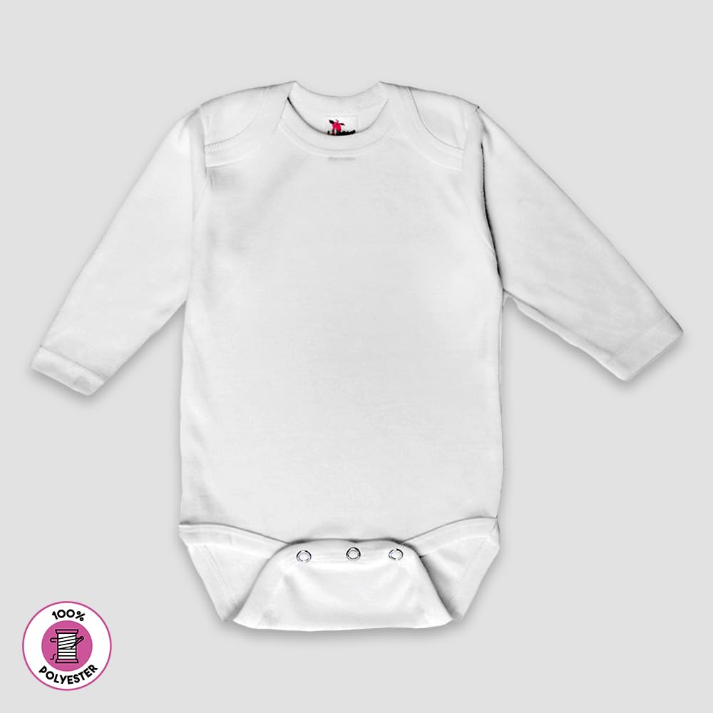 Laughing Giraffe Baby Long Sleeve One Piece Bodysuit 100% Polyester Sublimation Blank White (0-3 Months)