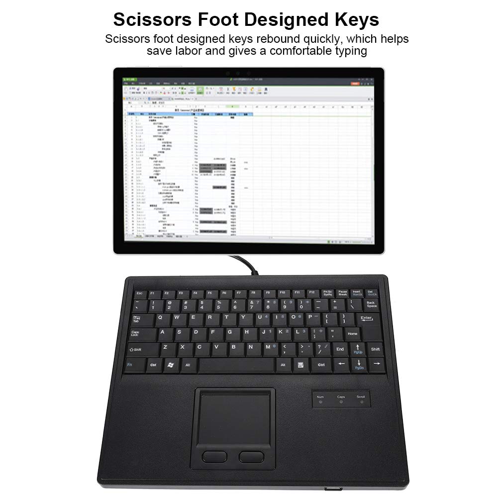 Hakeeta 10in Wired Keyboard with Touchpad, 1.5m Long Cable, Precise Touch Control Touchpad Keyboard, for PC Computer Gaming, Office