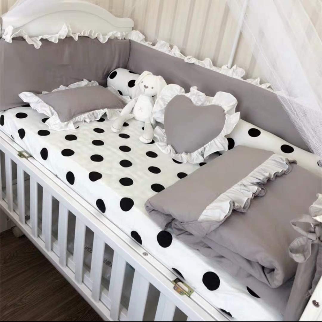 Lovepreciousbaby Dot Print Fitted Crib Sheet, 100% Cotton Baby Crib Sheets for Standard Crib Mattress- Black Dots Pattern