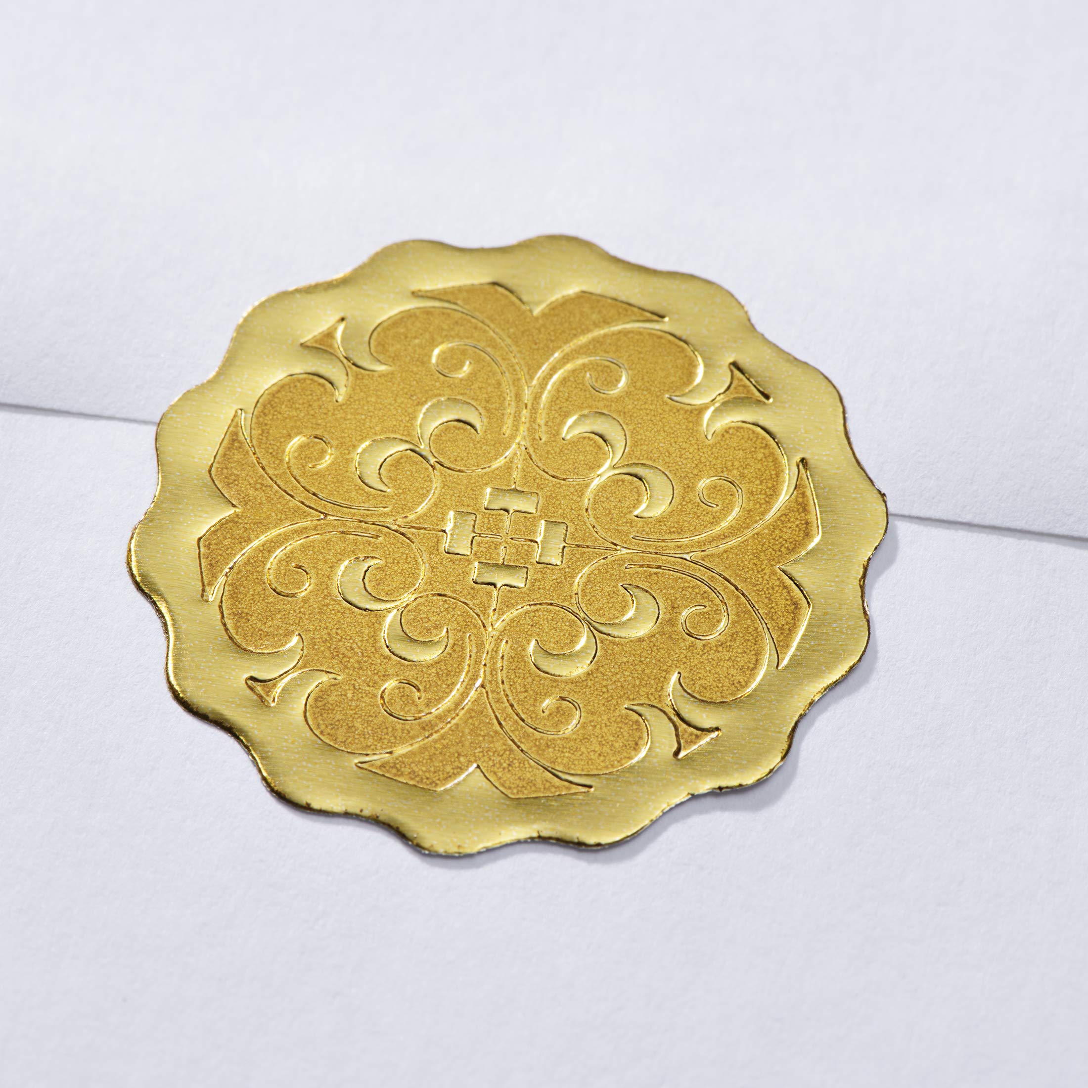 PaperDirect Gold Scalloped Embossed Foil Certificate Seals, 32 Count