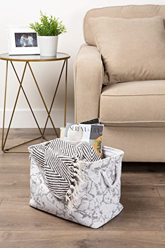DII Polyester Storage Bin, Marble, White, Medium