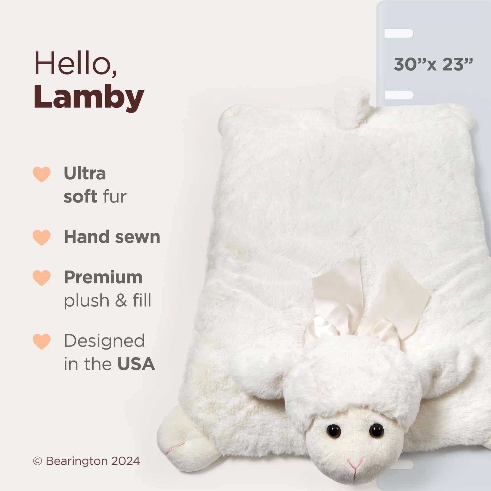 Bearington Baby Lamby Plush Animal Tummy Time Mat