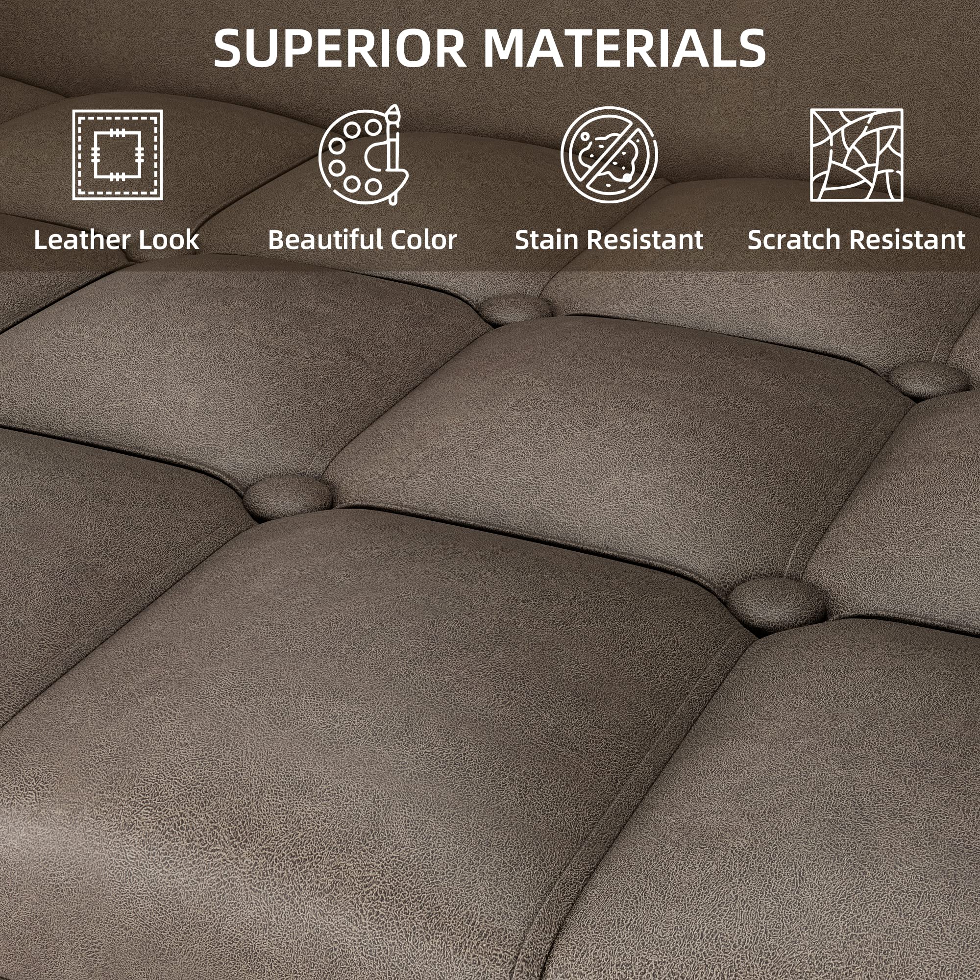 44.5 Inch Small Modern Loveseat Sofa Couch with Storage Under Seat Cushion, Comfy Leather Fabric 2-Seat Sofa with 4 Pillows,Memory Foam, for Small Spaces, Living Room, Bedroom, Dark Brown