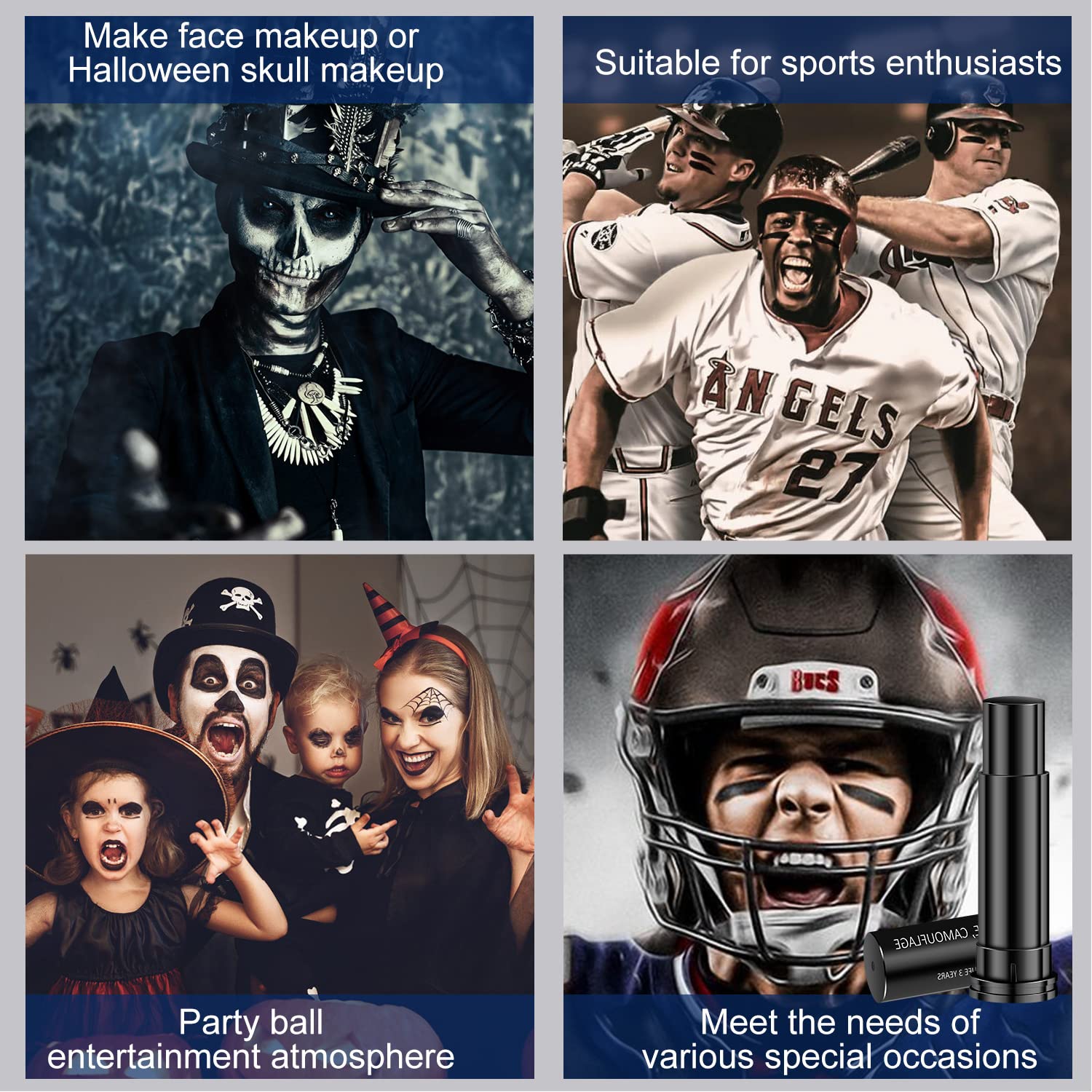 4PCS Eye Black Stick for Baseball Softball Lacrosse football Sports Eyeblack Face Paint