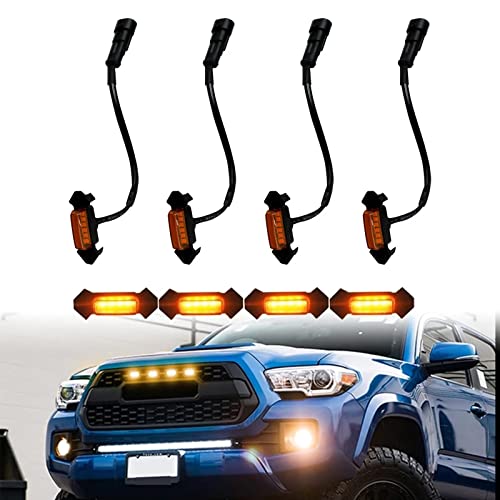 4Pcs LED Grille Light Kit Compatible for 2016-2021 Toyota Tacoma SR5 Crew Cab Pickup 4-Door (Amber) US SHIP