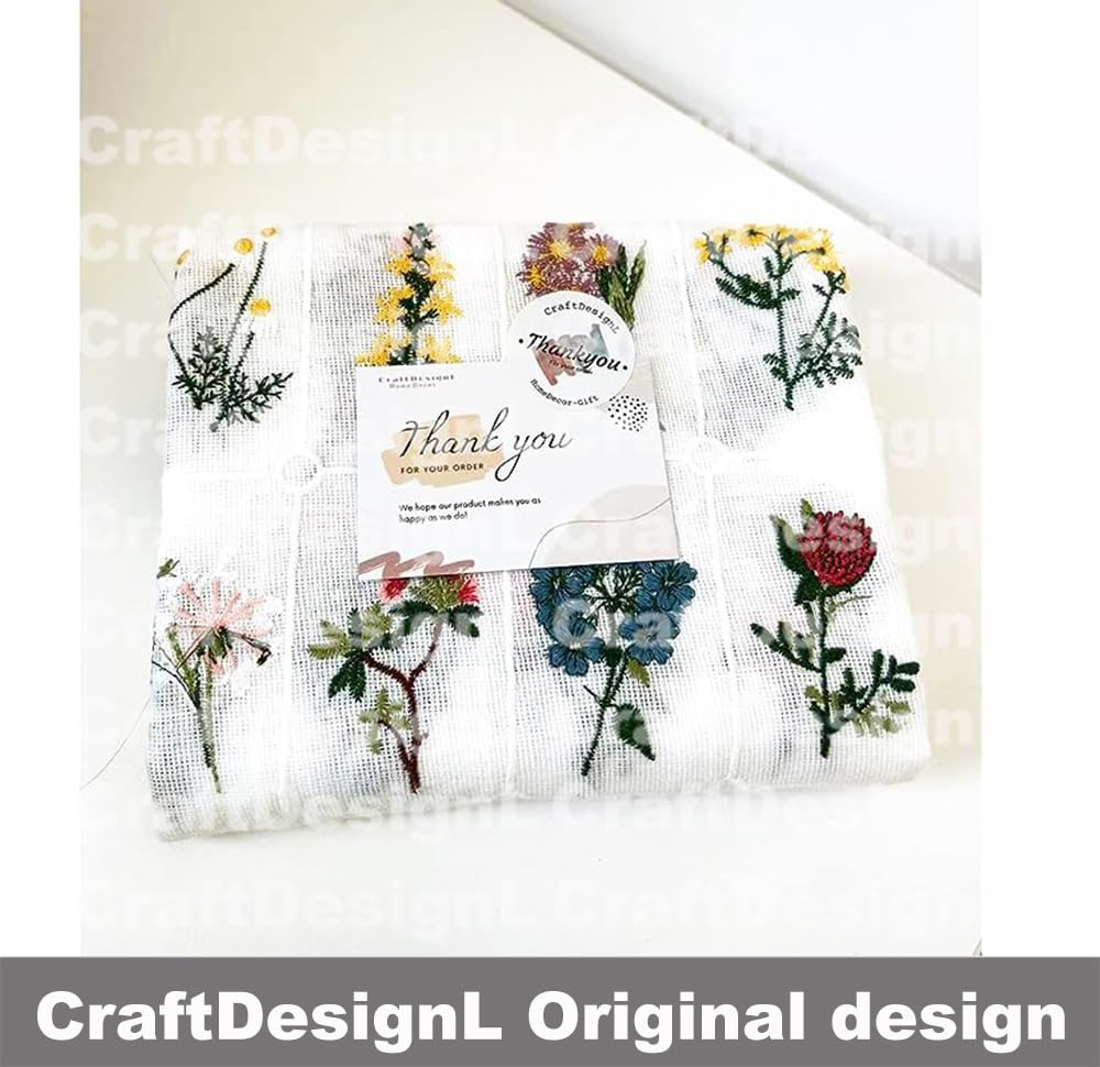 CraftDesignL Linen Daisy Embroiderd Cotton Fabric,Floral Embroidered Fabric,Daisy Fabric,Embroidered Fabric,Dress Fabric,Designer Fabric,Fabric by Yard (White)