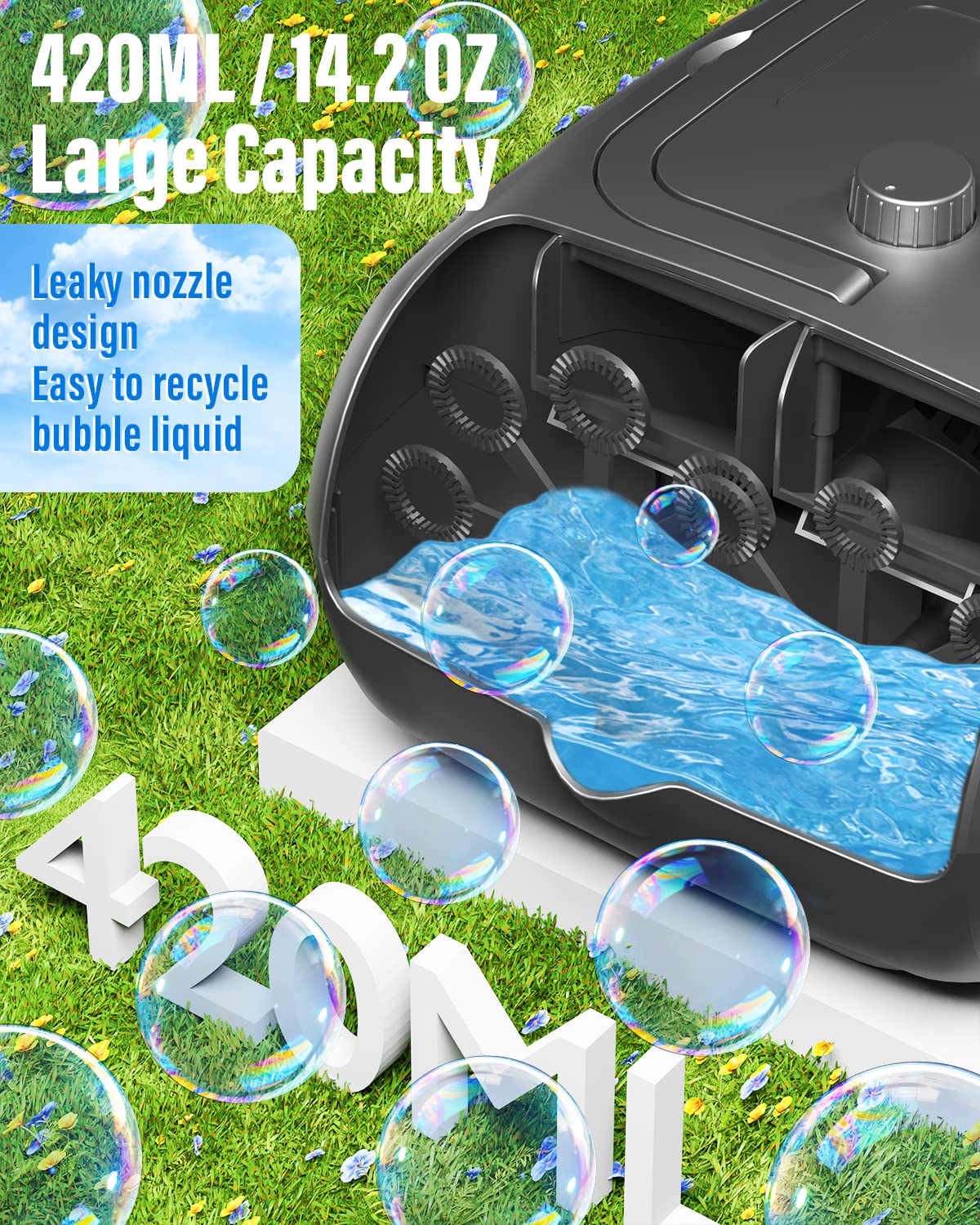 Bubble Machine - 16 Wands 8000+ Bubbles/min Bubble Machine for Kids and Toddlers - 14.2oz Large Capacity Bubble Blower - Automatic Bubble Maker - Bubble Toys for Parties, Wedding, Birthday