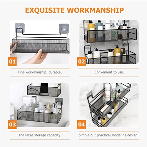 Angoily Laundry Metal Wire and Toiletries Storage Hanging Shelf Caddy Organizer Shelves Drilling Office Basket Room Kitchen Floating Conditioner Shampoo Home Mesh No Shower Bedroom Wall