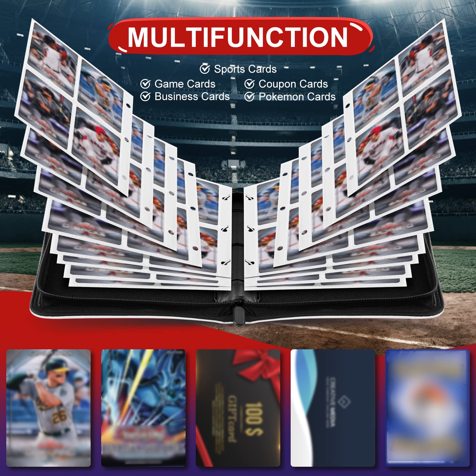 440 Pockets Card Binder Case Compatible with Baseball Card- Pink