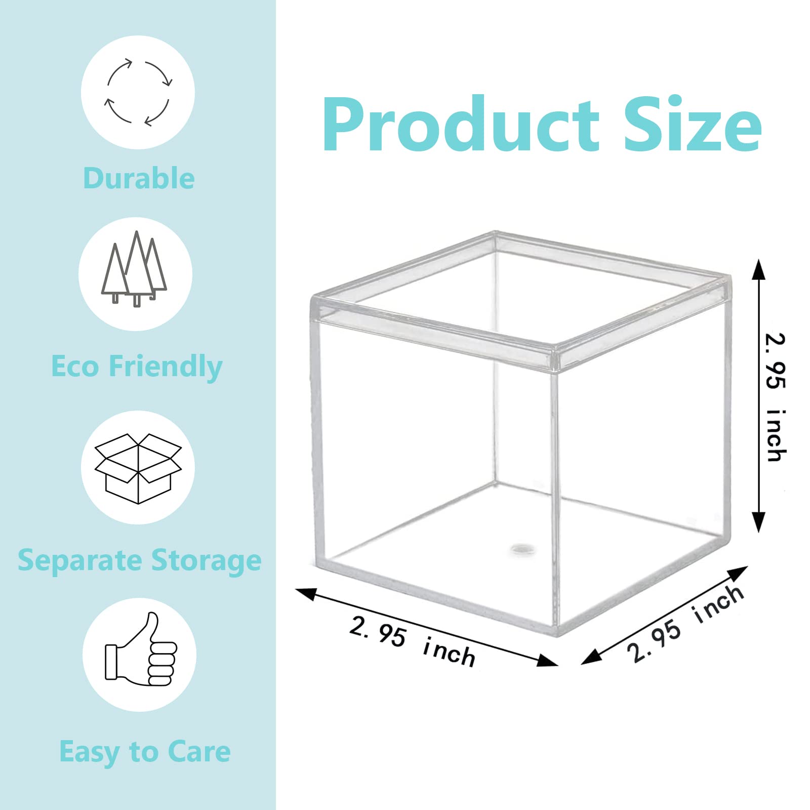 ALMOXVYE 15 Pieces Clear Acrylic Square Cube Boxes, 3 x 3 x 3 lnch Mini Acrylic Box with Lid, Small Plastic Candy Cubes for Jewelry, Coins, Beads, Craft Supplies, Pills Herbs, Sewing