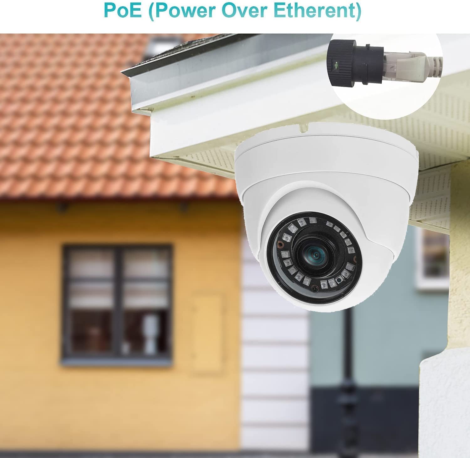 5MP PoE IP Fisheye 180° Panoramic Ultra Wide Viewing Angle Dome Security Camera, 30ft IR Night Vision, H.265 IP66 Waterproof Built-in Micphone, Compatible with Hikvision Uniview NVR and Blue Iris
