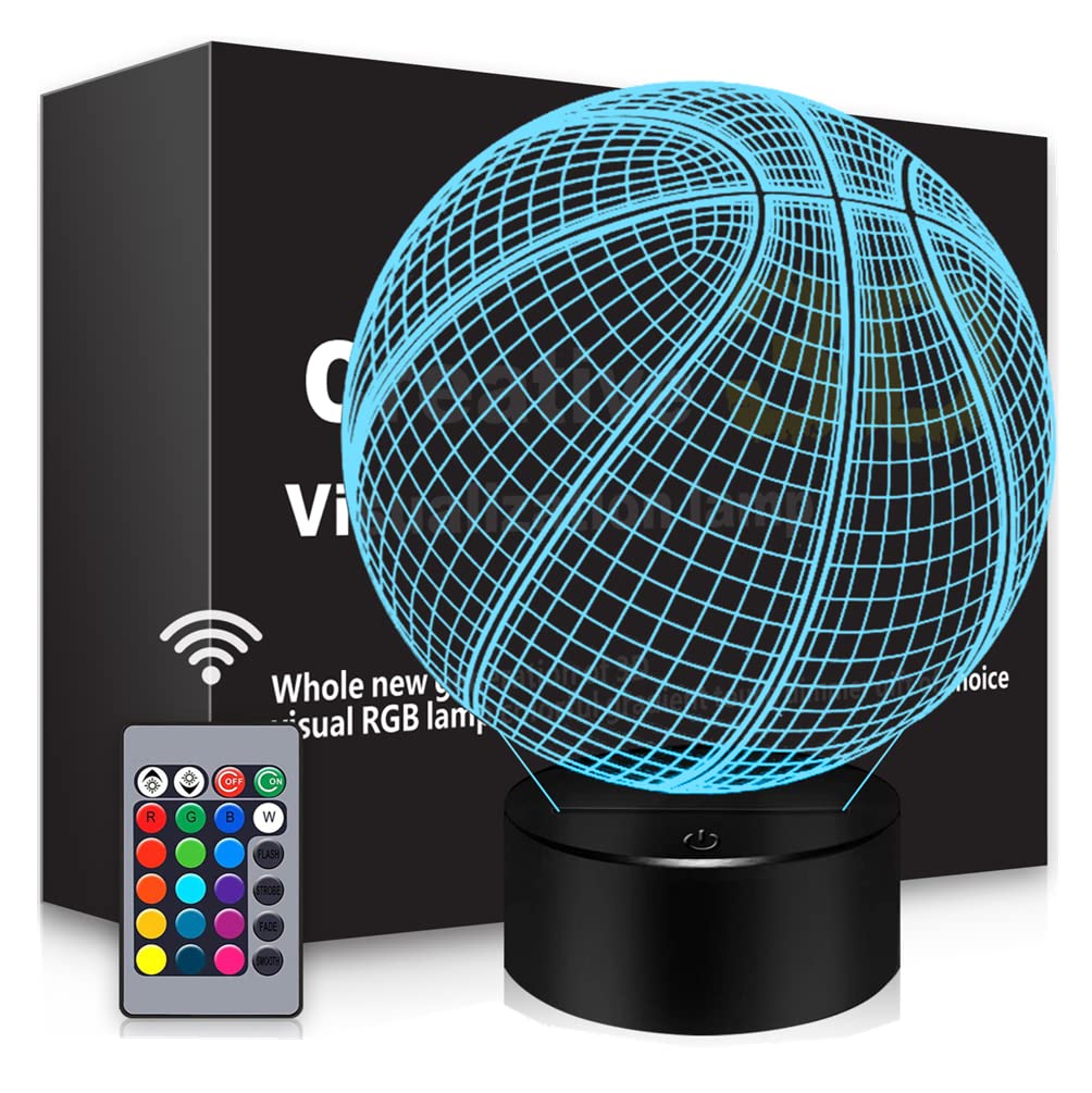 Basketball Gifts Basketball 3D Lamp Basketball Stuff Illusion Decor for Kids' Room Home Xmas Birthday Gifts for Boys&Girls Man Friends with 16 Color Changes Remote Control