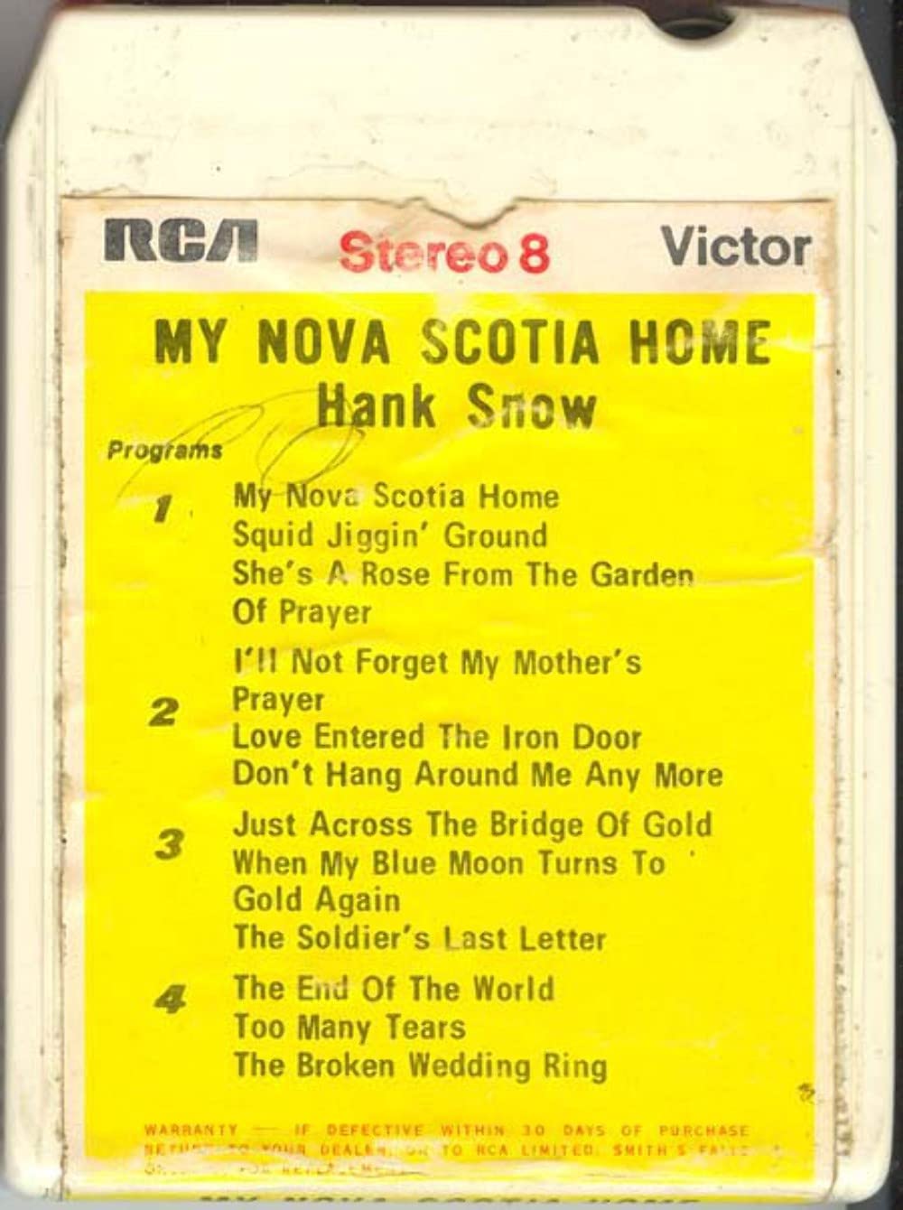 HANK SNOW My Nova Scotia Home -15814 8 Track Tape